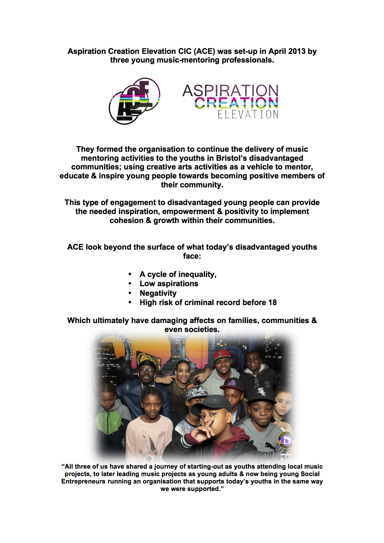 ACE About Us – Aspiration Creation Elevation